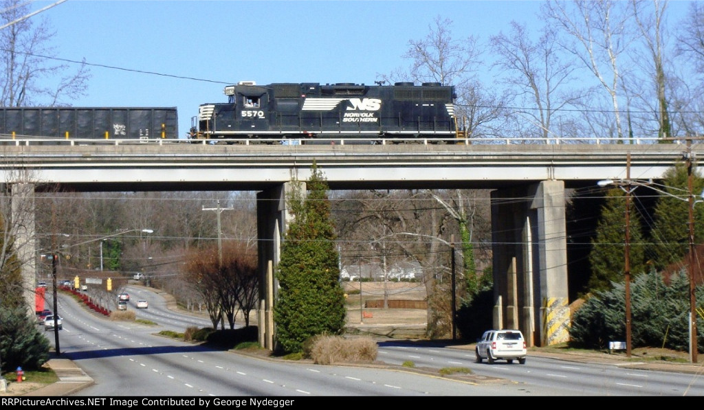 NS 5570 / GP38-2 passing over US Hwy 176
